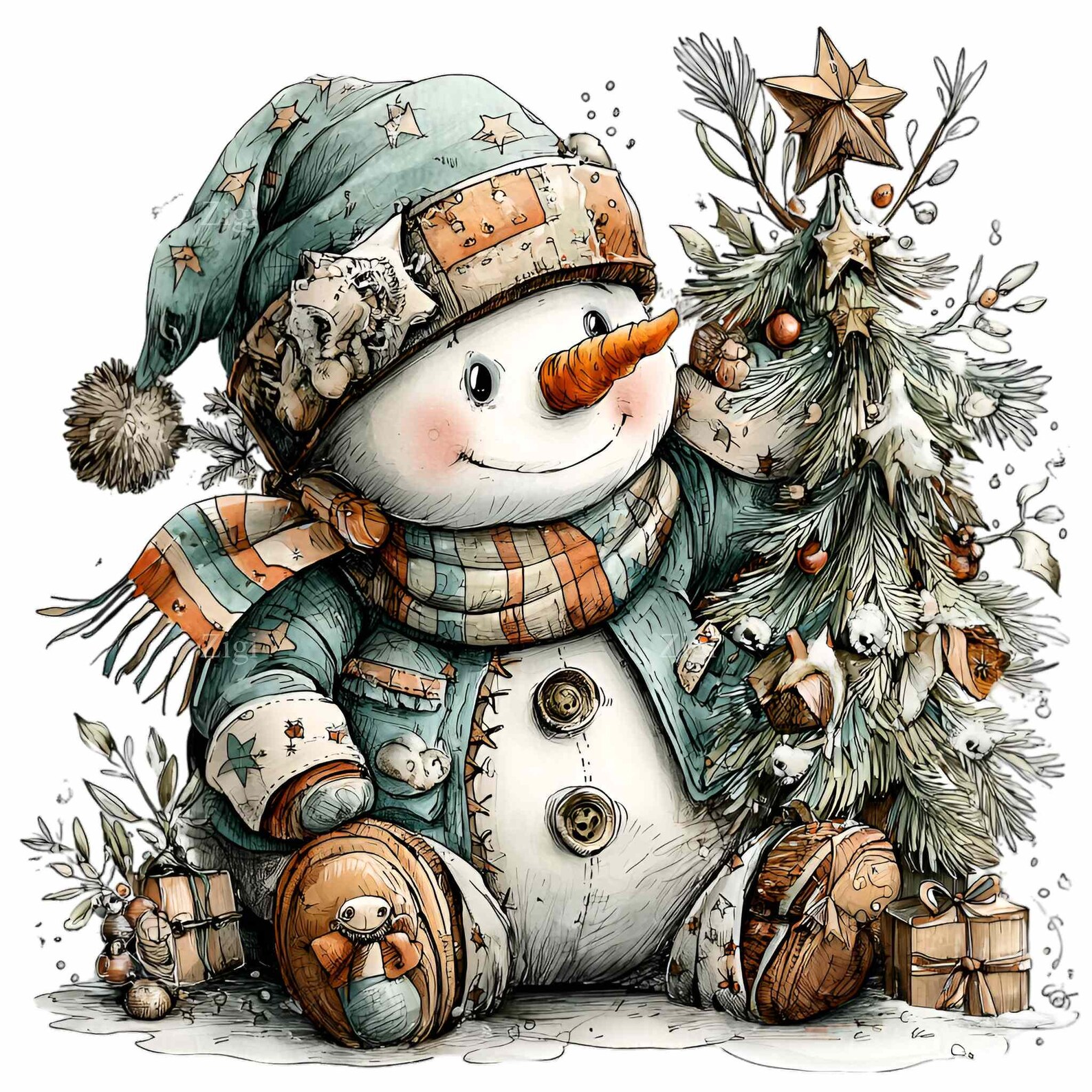 15 PNG Snowman With Christmas Tree Clipart – Festive Winter PNG ...