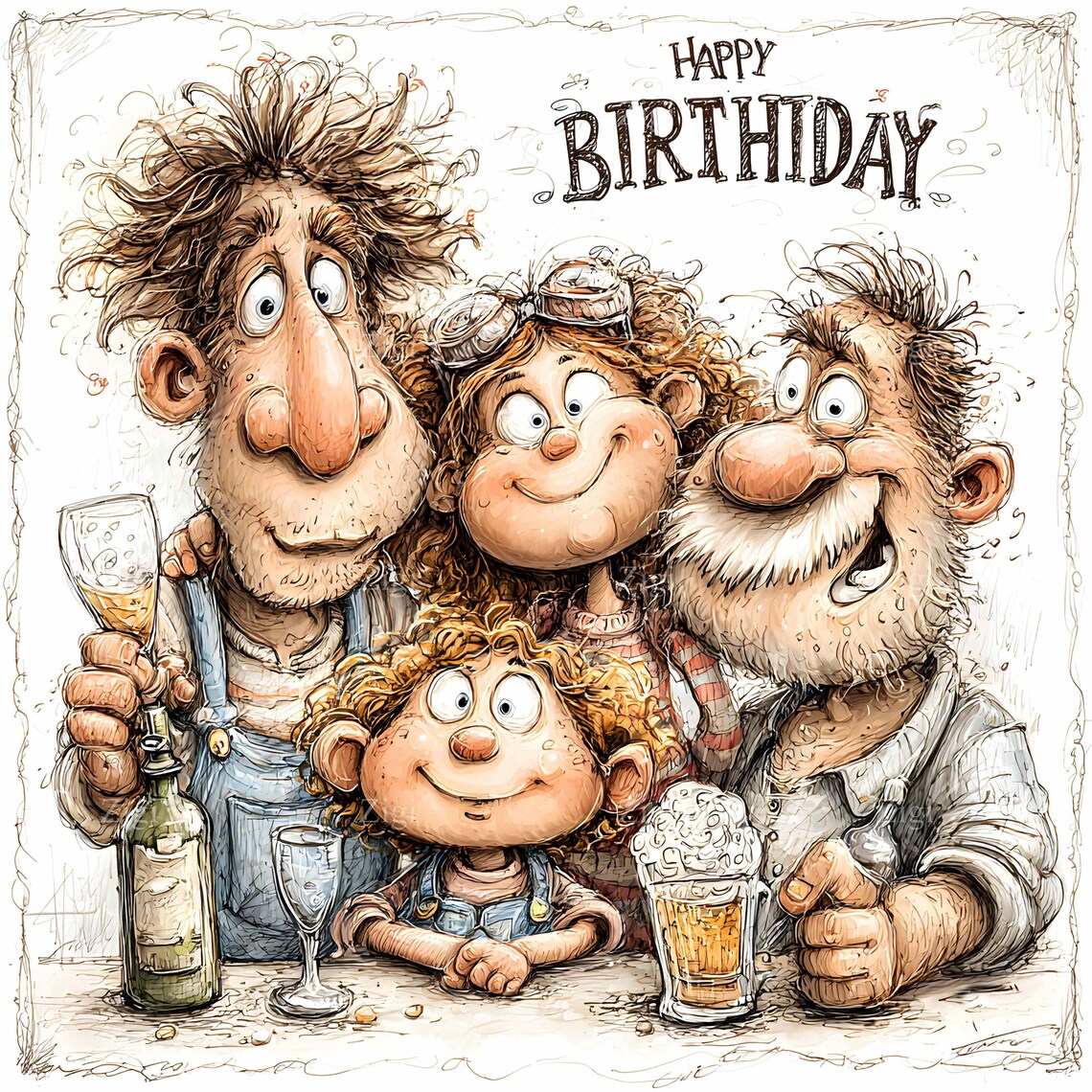 10 JPEG Funny Birthday Clipart – Cartoon People JPG – Quirky ...