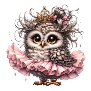 Princess Owl Clipart PNG, Pink Owl With Tiara and Tutu, 10 Cute Animal ...
