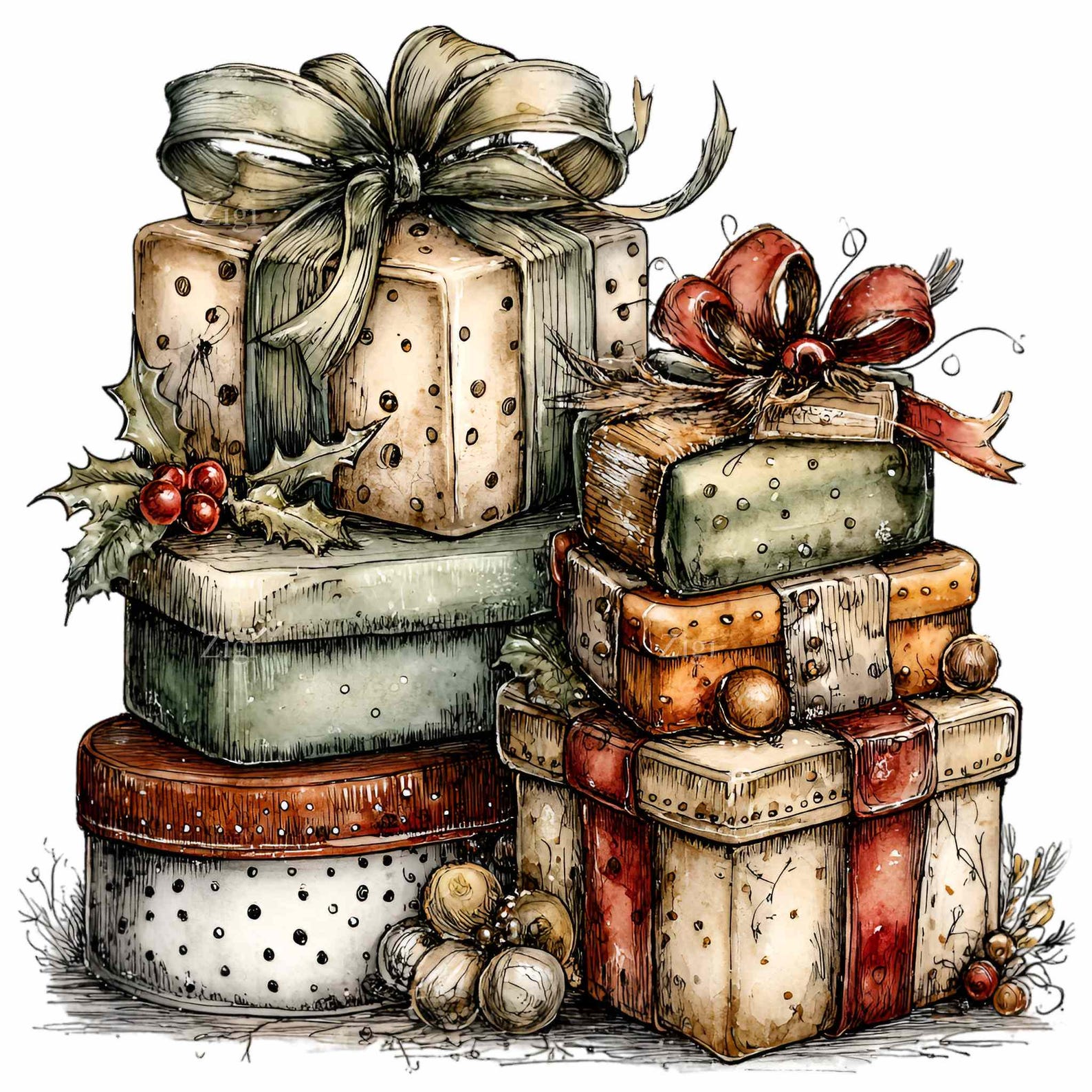 10 PNG Gift Box Vintage Holiday Present Clipart, Junk Journal - Etsy