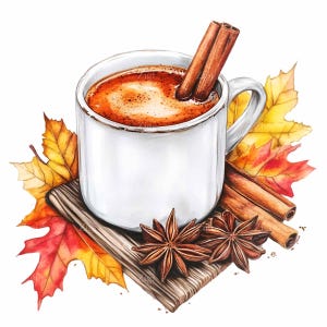 20 PNG Autumn Spiced Coffee Clipart - Cinnamon Hot Drink With Fall ...