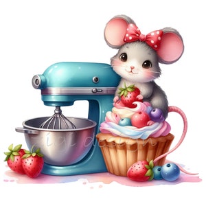 Bakery Clipart Set 20 PNG Mouse Baking Cake Digital Download for Crafts ...