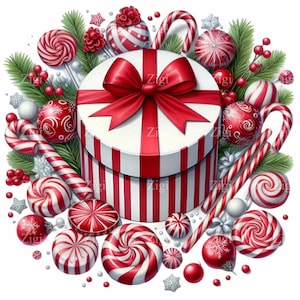 Festive Candy Cane Clipart | 12 Red and White Christmas Candy ...