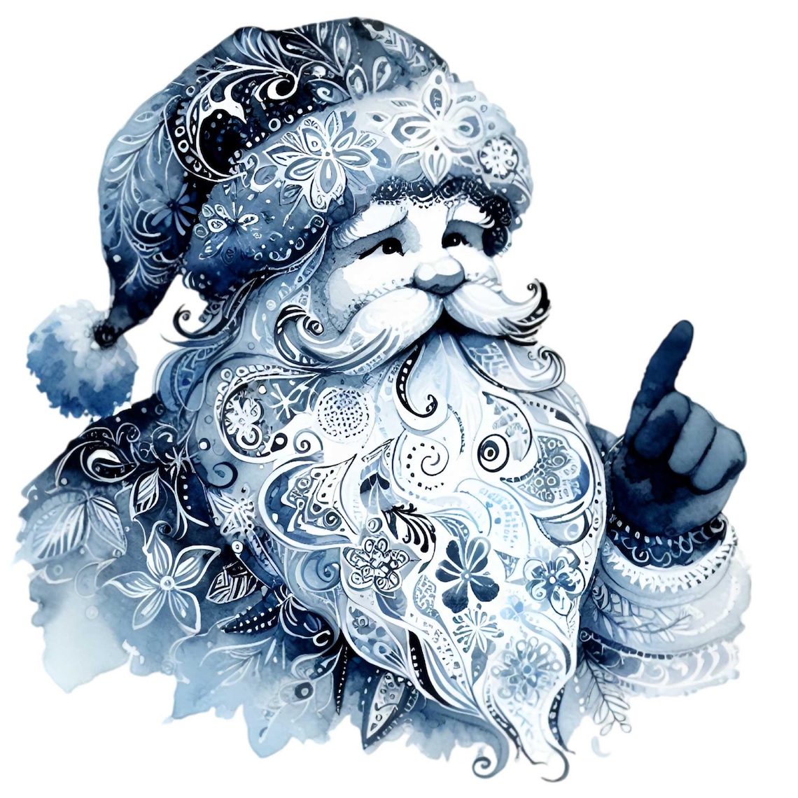 15 Blue Santa Claus Clipart PNG – Vintage Nordic Father Christmas With ...
