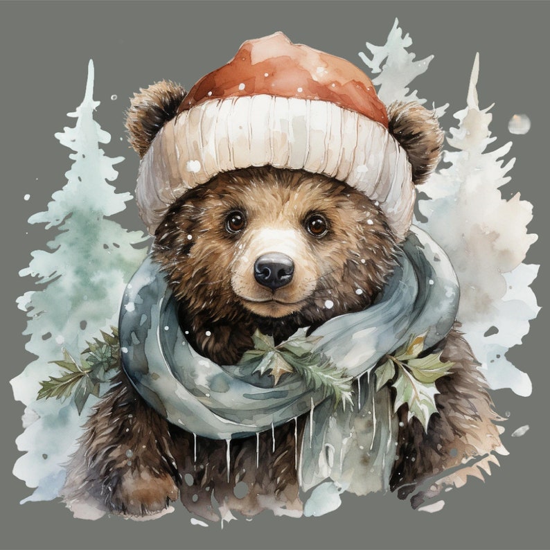 20 Winter Bear PNG – Christmas Animal Clipart – Cute Holiday Bear Art ...