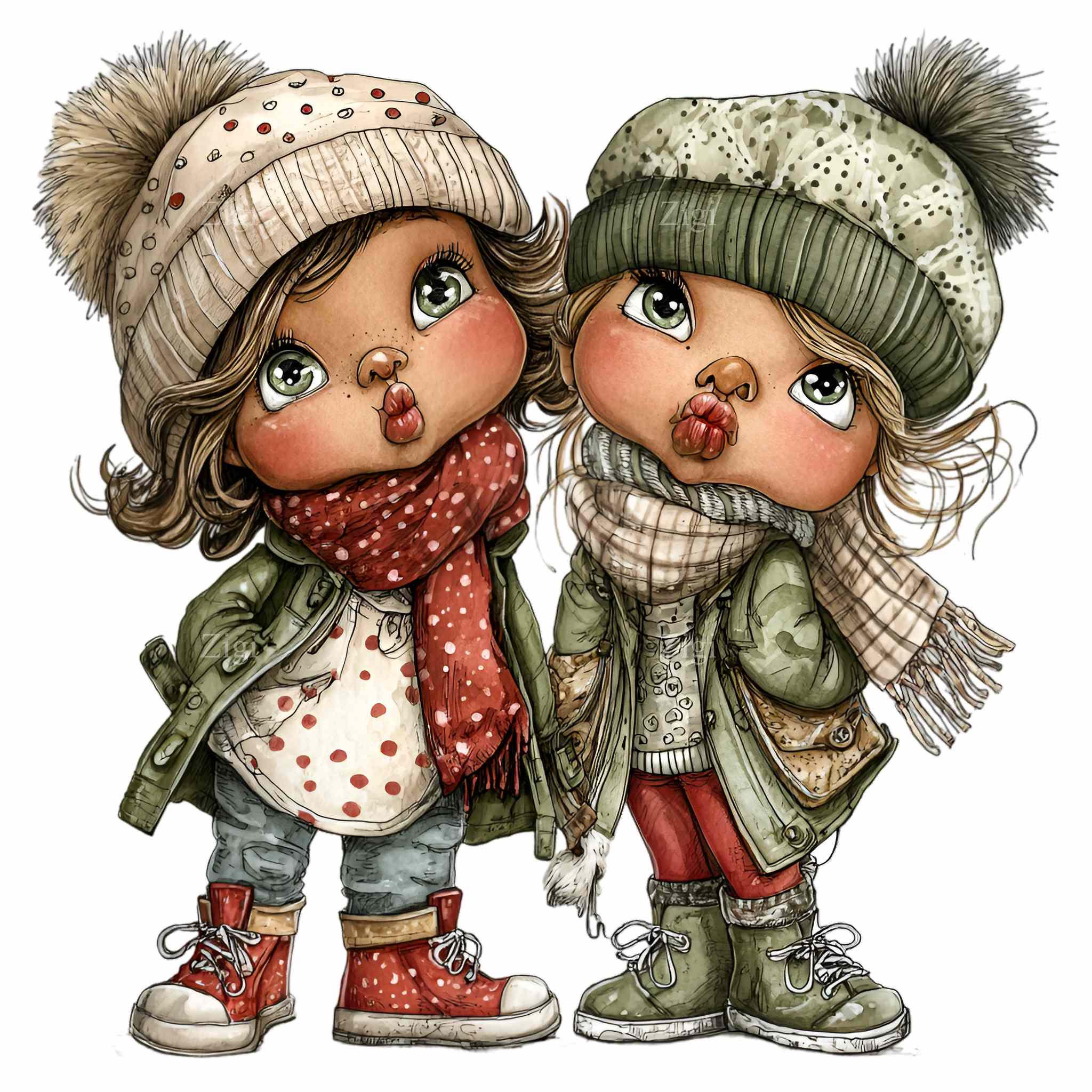 14 PNG Winter Kids Clipart – Cute Girls PNG – Christmas Cartoon Graphic ...