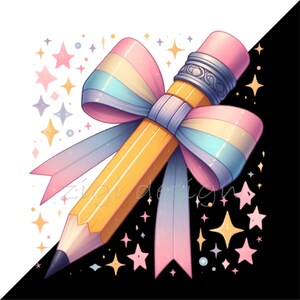 Rainbow Pastel Pencil Clipart With Star Accents 14 Digital PNG for ...