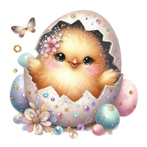 Chick Clipart, Hatching Clip Art, 12 PNG Watercolor Baby Chicken Clip ...