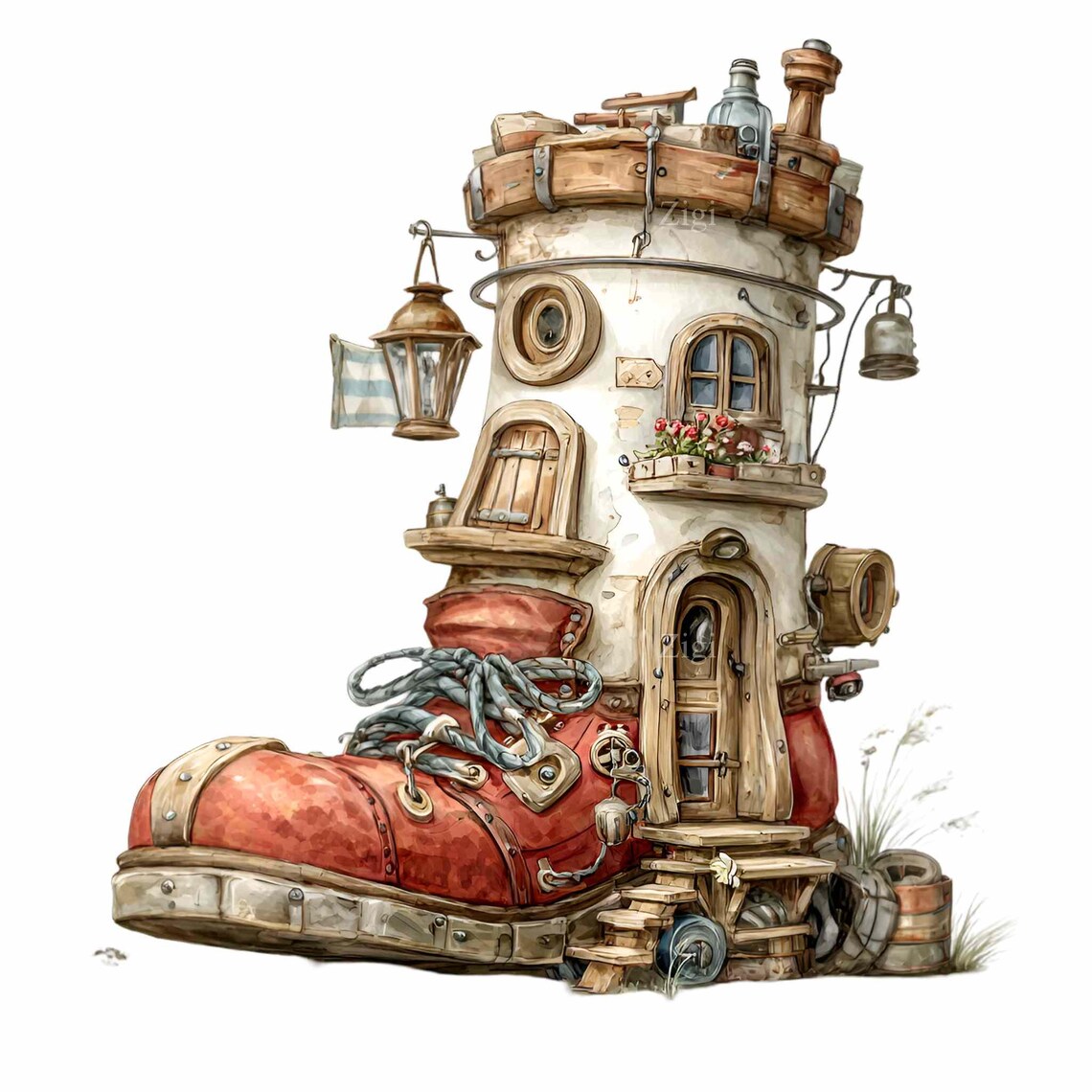 12 PNG Boot House Clipart – Whimsical Cottage PNG for Fairy Tale Art ...