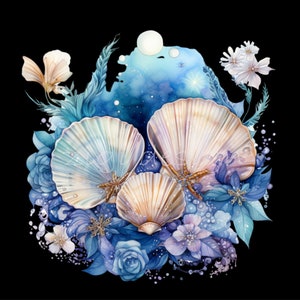 Sea Shells Clipart 10 PNG, Watercolor Seashells Underwater Ocean Beach ...