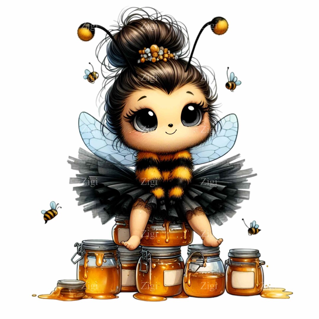 15 Cute Bee Clipart PNG, Adorable Honey Bee Ballerina With Tutu and ...
