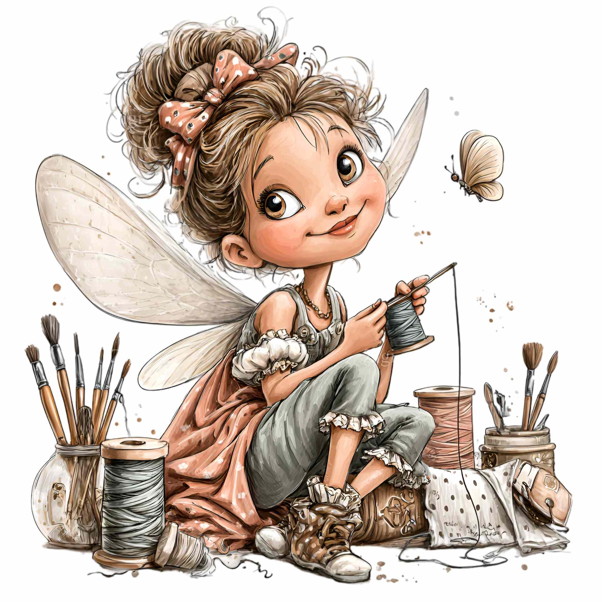 15 PNG Thread Spool Clipart – Sewing Fairy PNG – Cute Craft Art for ...