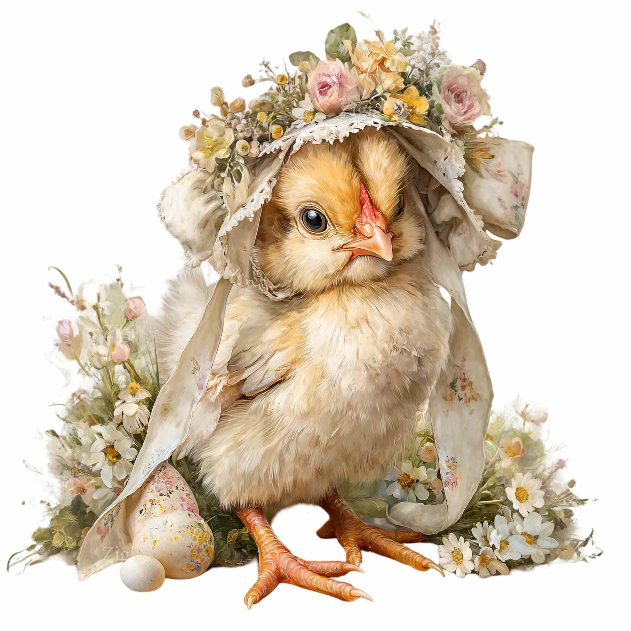 15 PNG Easter Chick Clipart – Floral Baby Chicken Illustration for ...