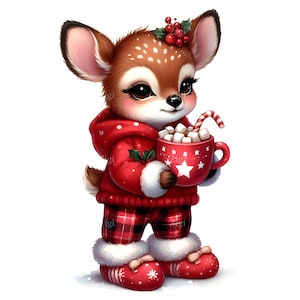 11 JPEG Holiday Reindeer – Cute Christmas Deer Clipart JPG – Hot Cocoa ...