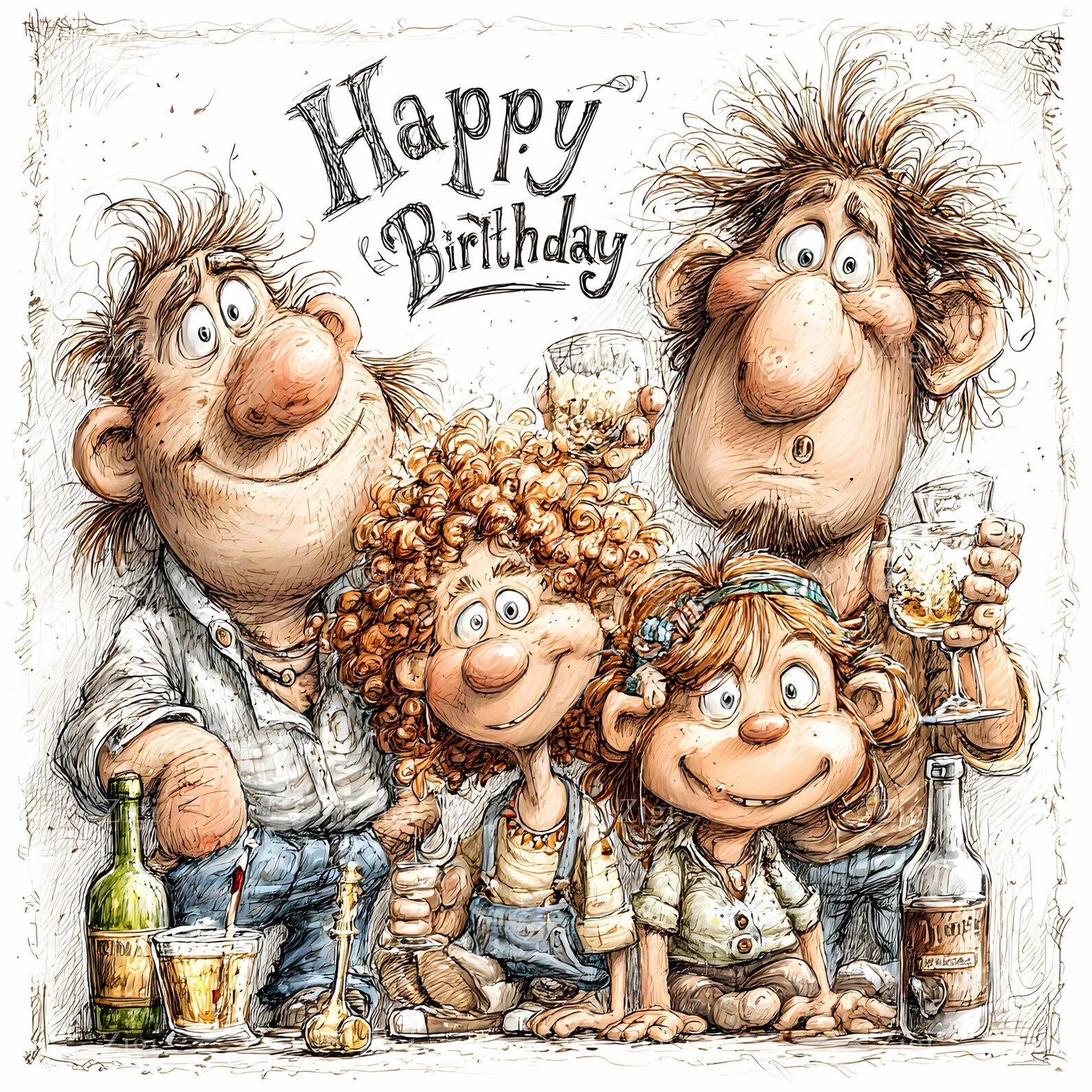 10 JPEG Funny Birthday Clipart – Cartoon People JPG – Quirky ...