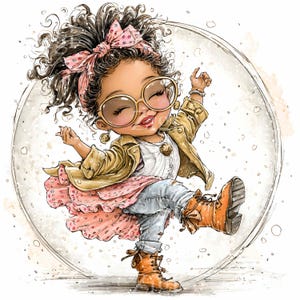 20 JPEG Rainy Day Girl Clipart – Curly Hair Child JPG – Cute Umbrella ...