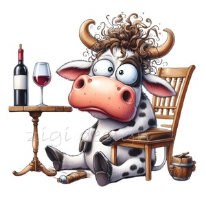 Comics Cow Drinking Wine 12 PNG Vineyard Barrel Funny Cartoon ...
