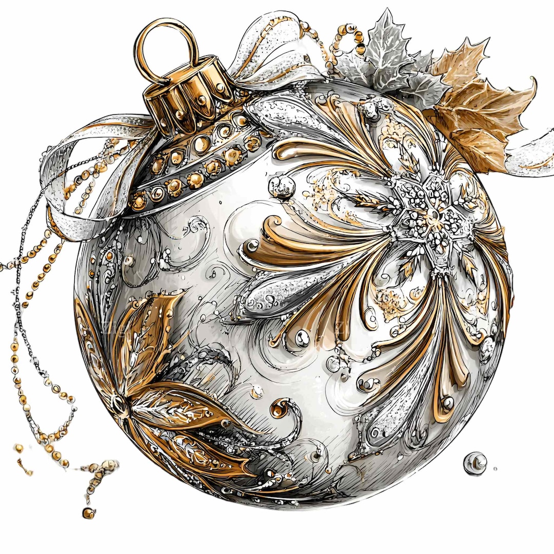 15 PNG Silver Gold Snowflake Christmas Ornament Luxury Bauble Clipart ...