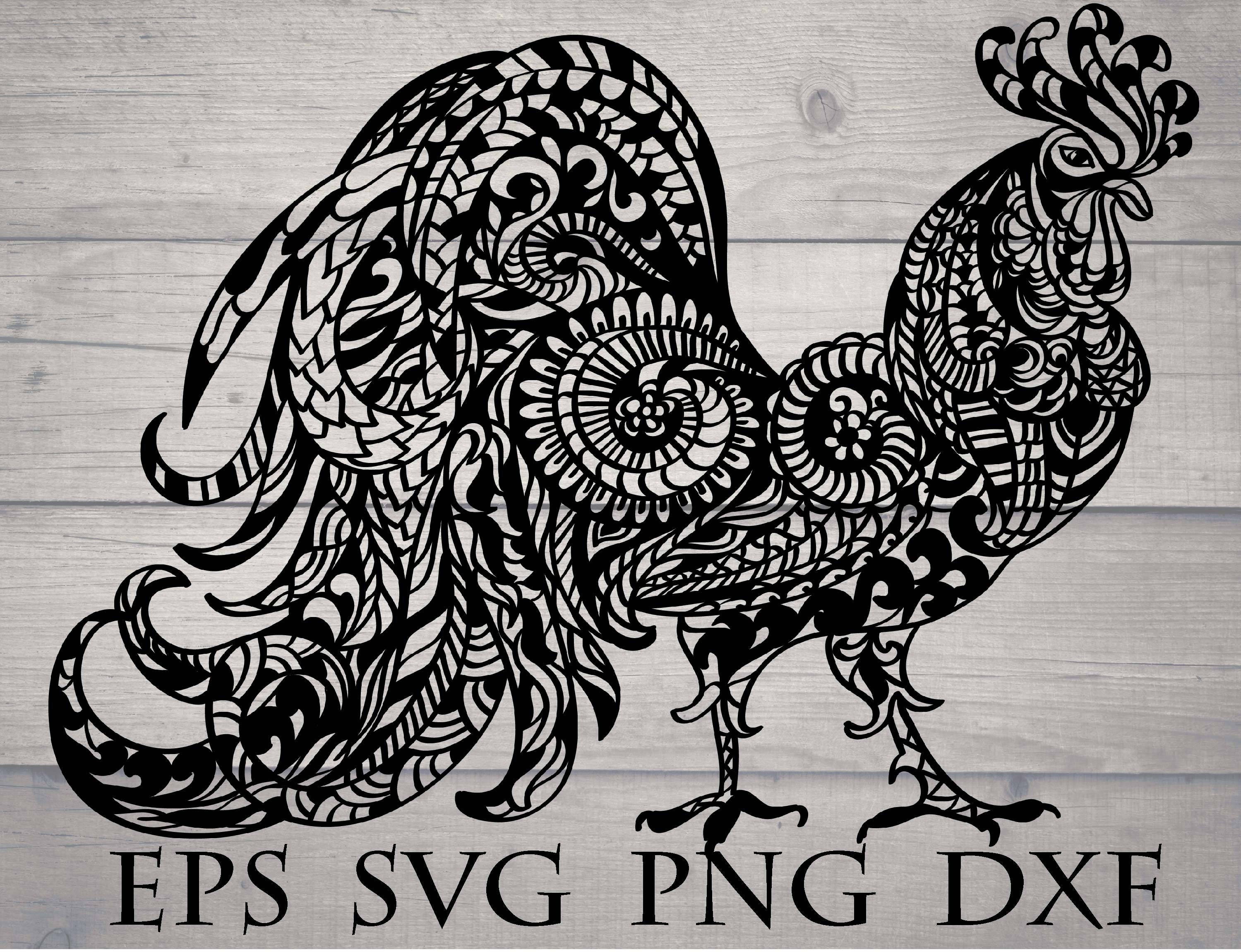 Zentangle Rooster Svg - Etsy