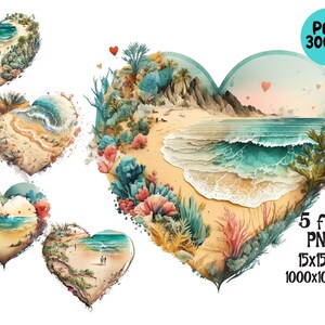 Watercolor Beach Clipart Summer Sublimation PNG - Etsy