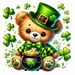 12 Irish Bear Clipart PNG, St. Patrick's Day Bear With Shamrocks and ...
