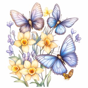 15 PNG Spring Flowers – Butterfly JPG Clipart – Floral Printable Design ...