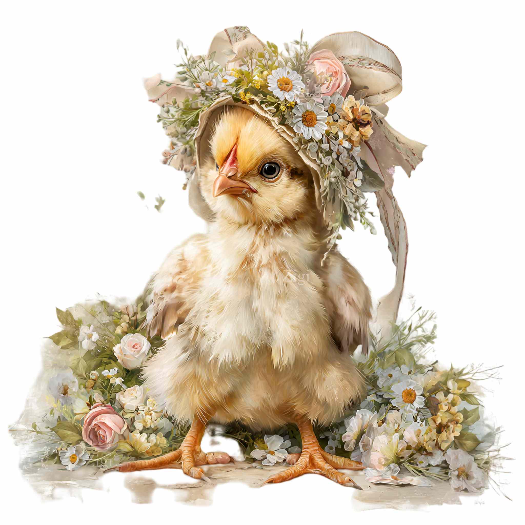 15 PNG Easter Chick Clipart – Floral Baby Chicken Illustration for ...