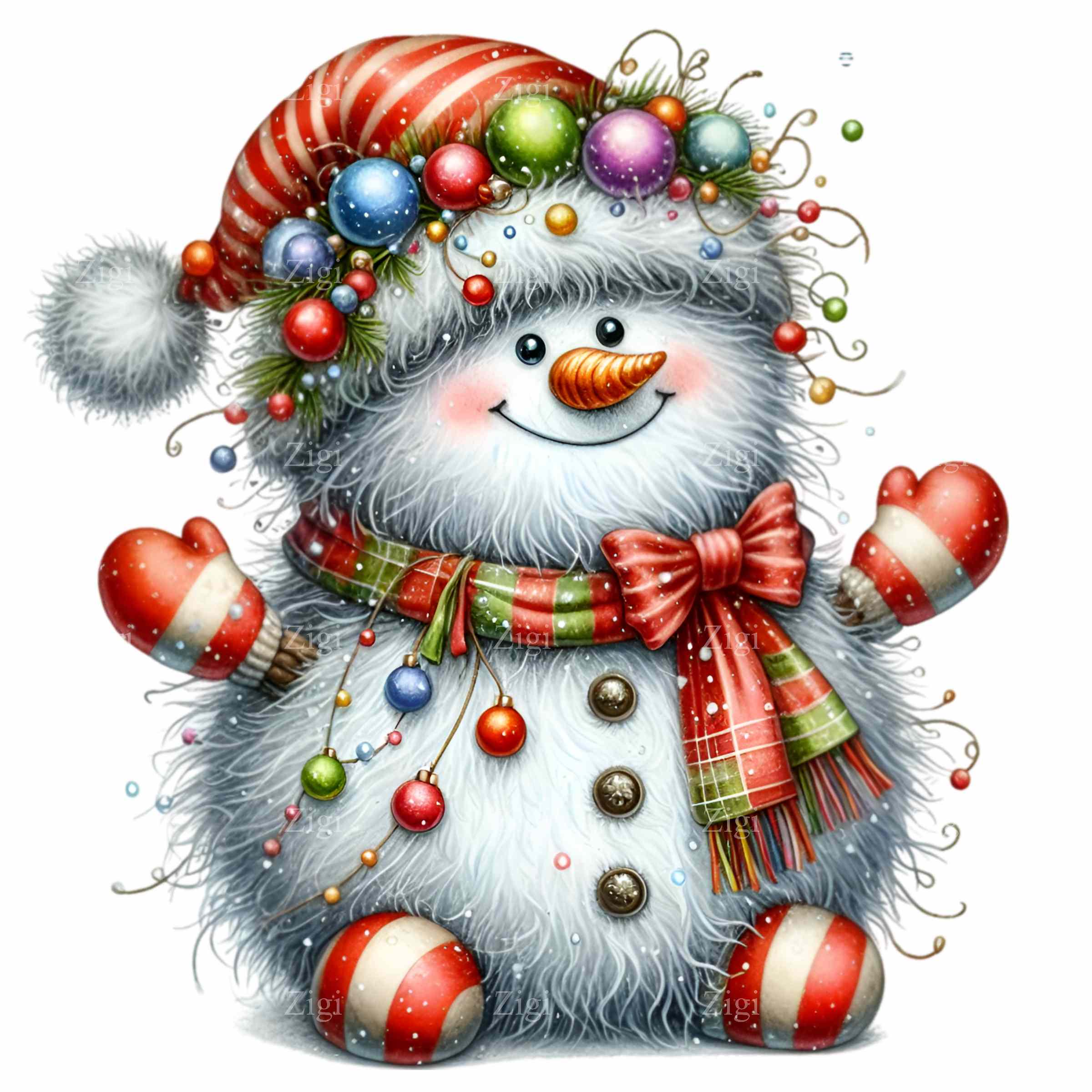 12 PNG Christmas Snowman Clipart – Ornament Hat PNG – Cute Festive ...