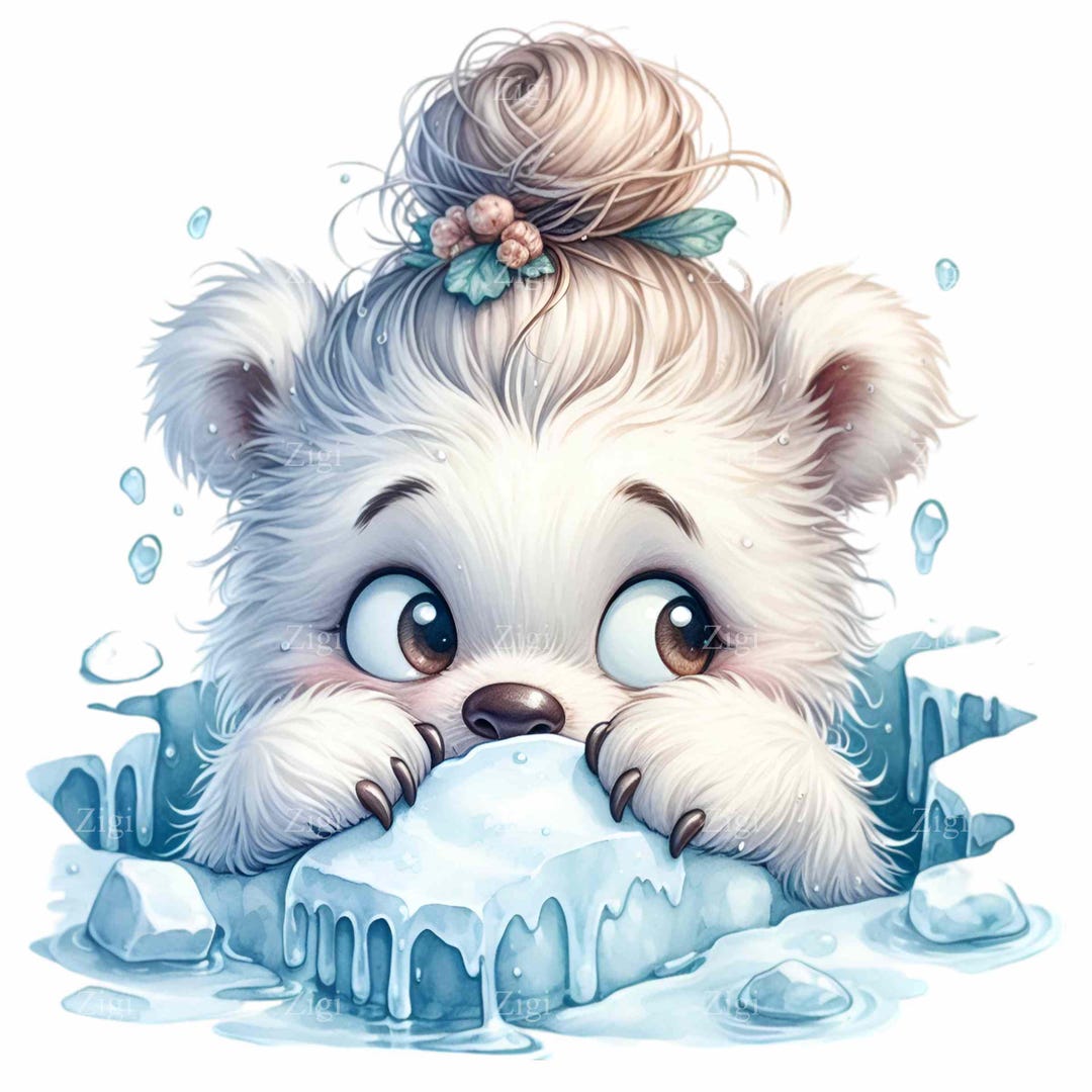 12 Baby Polar Bear PNG Clipart | Cute Winter Bear With Ice Design | Top ...