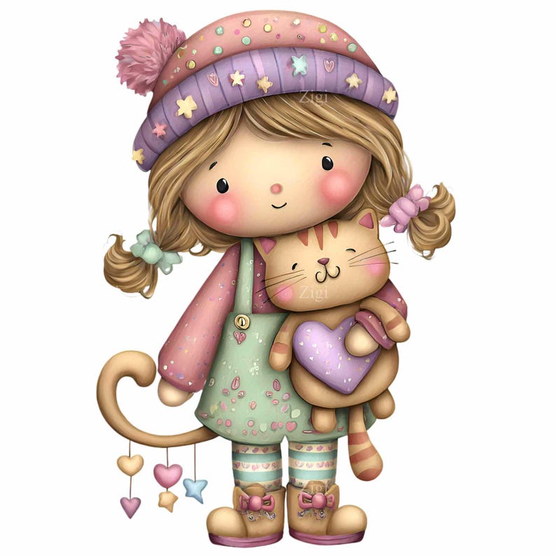 15 PNG Birthday Girl Clipart, Heart Balloons Kitten Graphic Party - Etsy