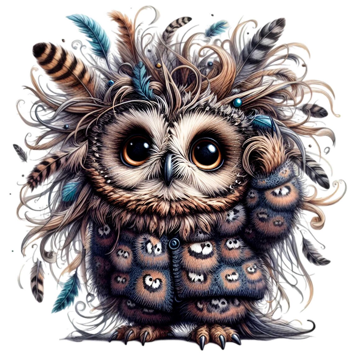 10 PNG Coffee Owl Messy Hair Bird Sweater Clipart - Etsy