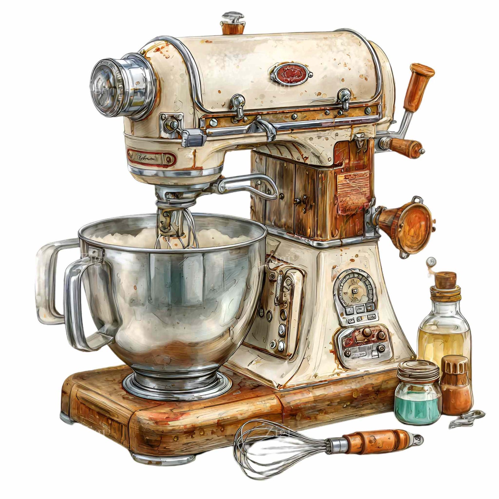15 PNG Vintage Stand Mixer Clipart, Watercolor Kitchen Appliance ...
