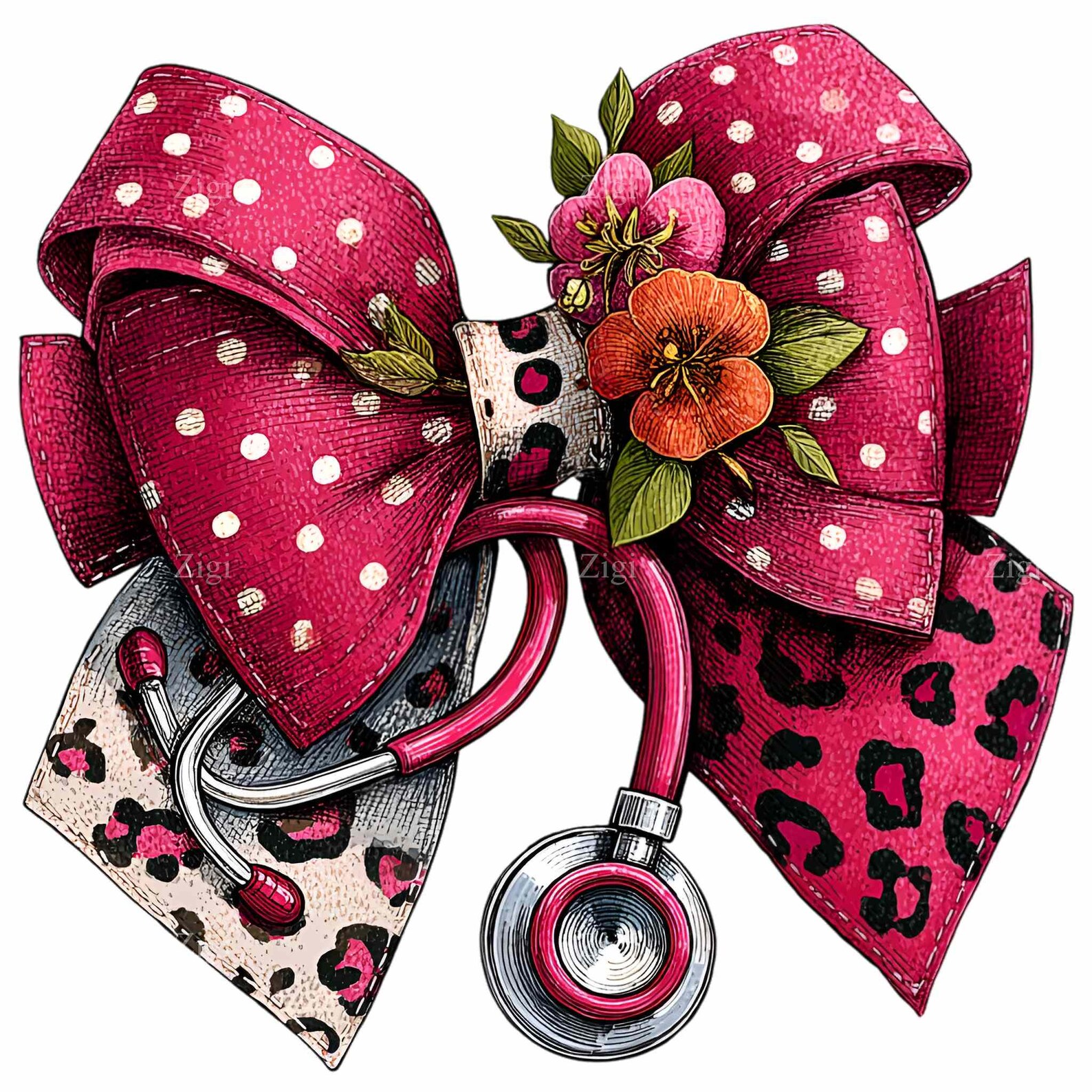 15 PNG Pink Stethoscope Bow, Floral Nurse Medical Clipart - Etsy