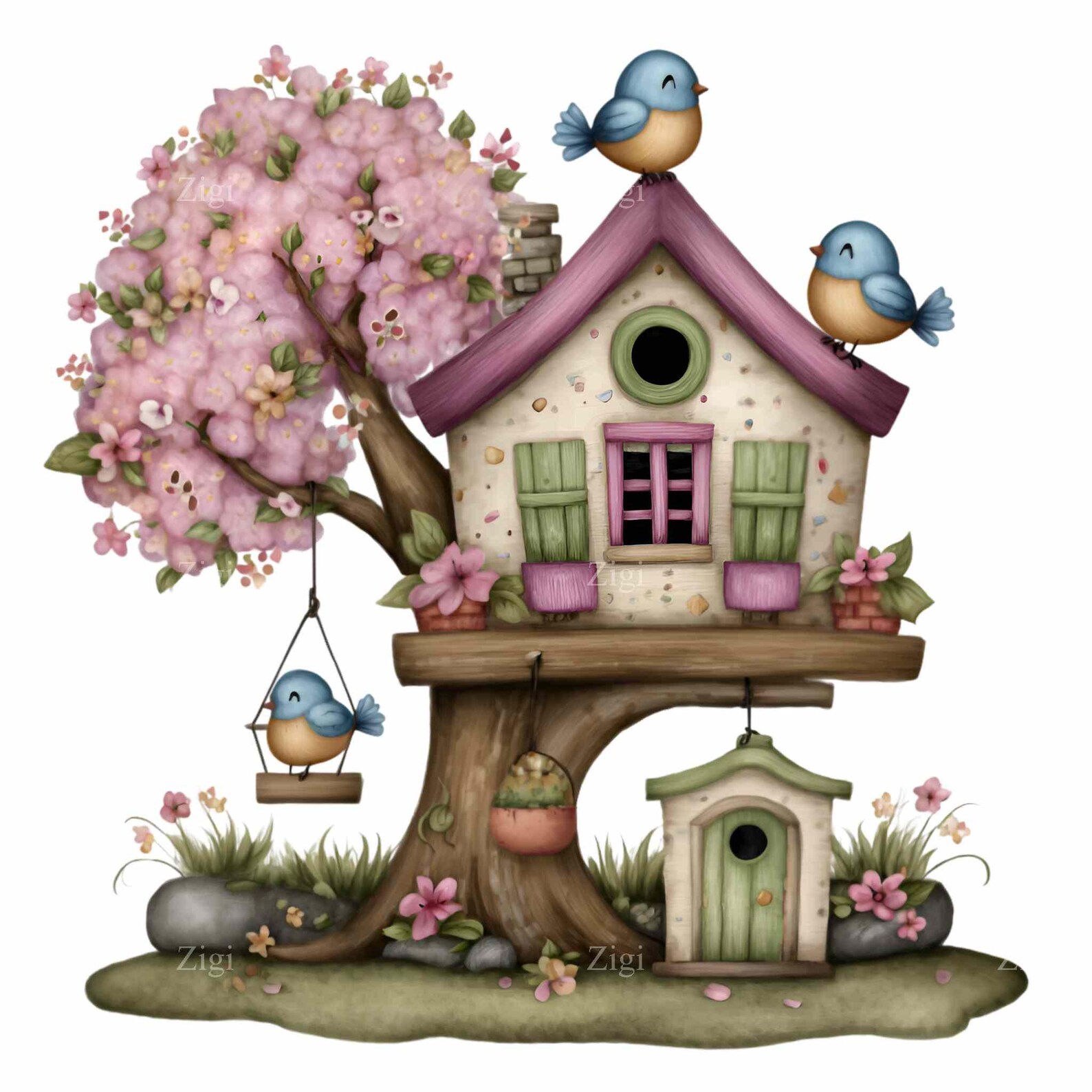 16 PNG Aesthetic Birdhouse Clipart – Cute Bird House PNG – Pastel ...