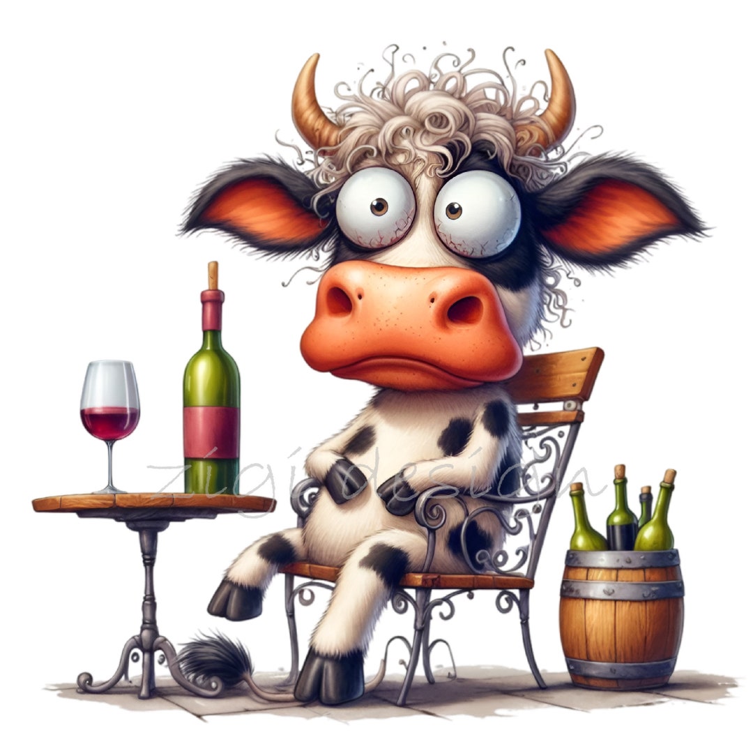 12 PNG Funny Cow With Wine PNG Clipart – Cute Farm Animal Digital Art ...