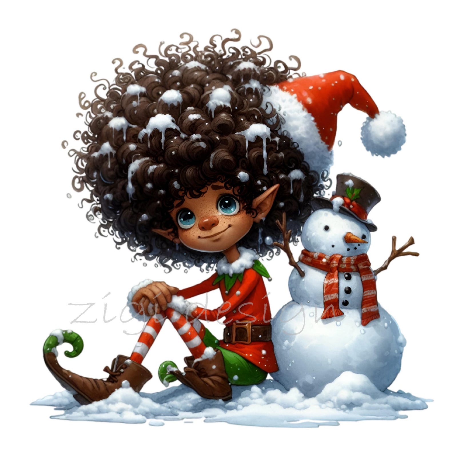 12 PNG Christmas Elf Clipart – Holiday Snowman Art for Crafters ...