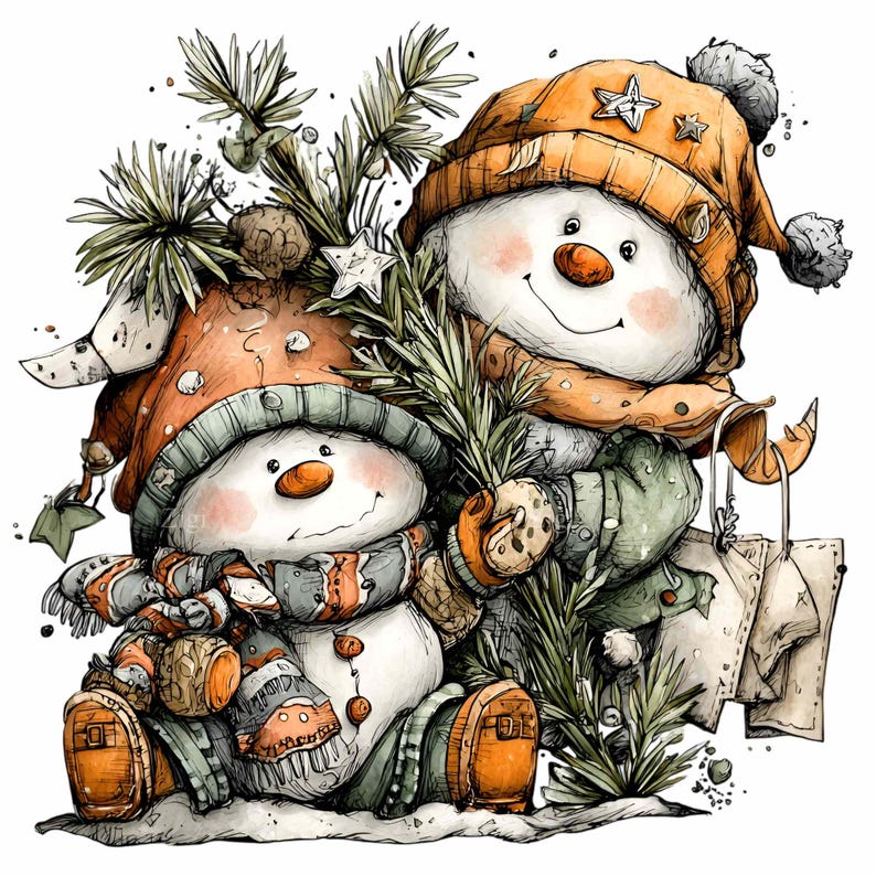 15 PNG Christmas Snowmen – Cute Winter Holiday Clipart – Festive ...