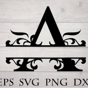 Monogram Split Letter Svg Divided Initial A Svg - Swirl Letter Svg ...