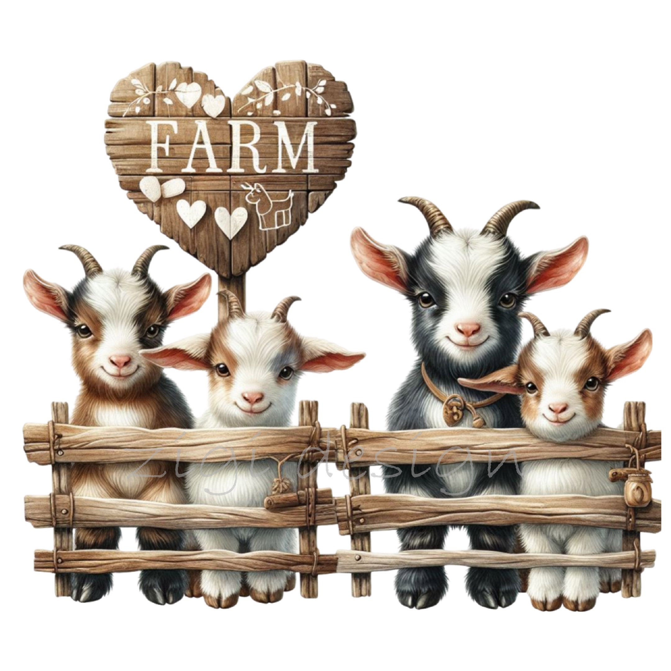 10 PNG Farm Goats Clipart, Country Animal Illustration (digital ...
