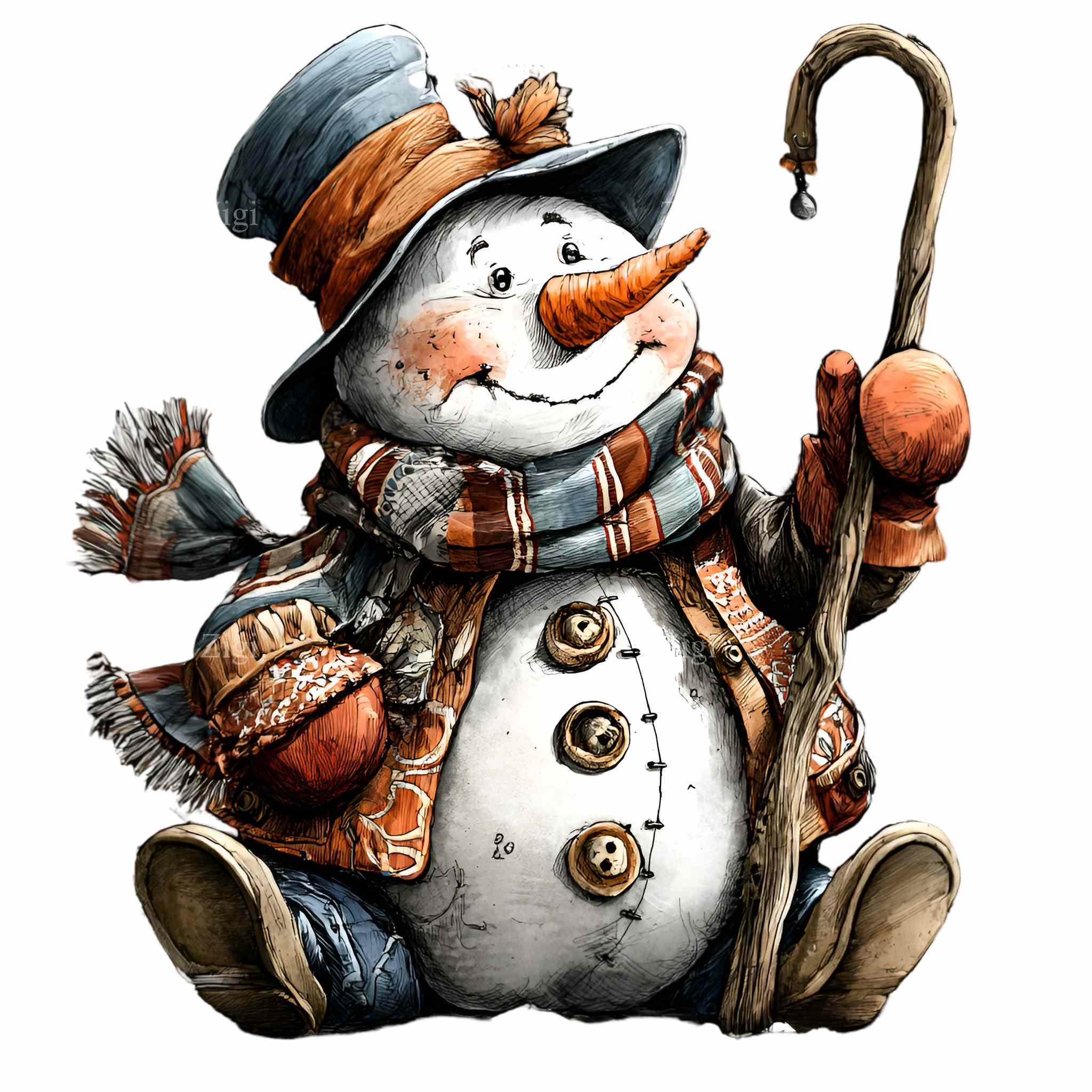 14 PNG Rustic Winter – Snowman PNG Clipart for Holiday Crafts ...