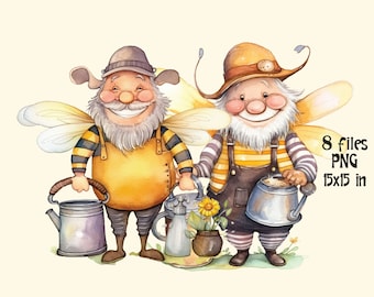 Watercolor Honey Bee Clipart Summer Spring Garden Bee - Etsy