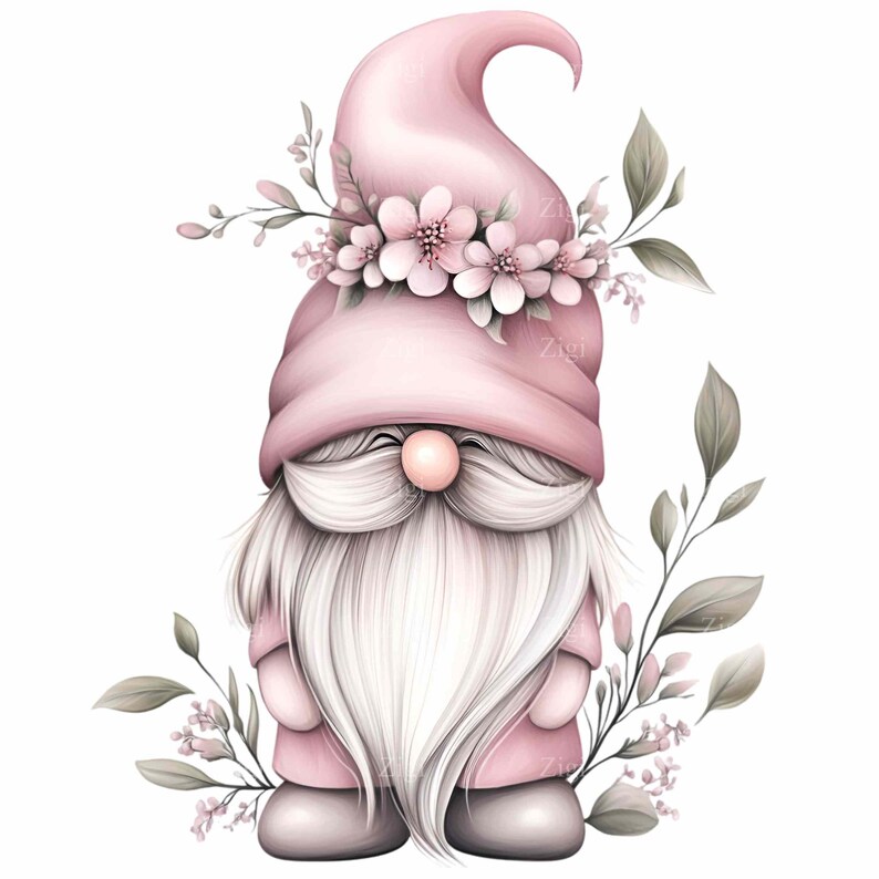 22 PNG Pink Flower Garden Gnome, Floral Spring Clipart, Mother's Day ...