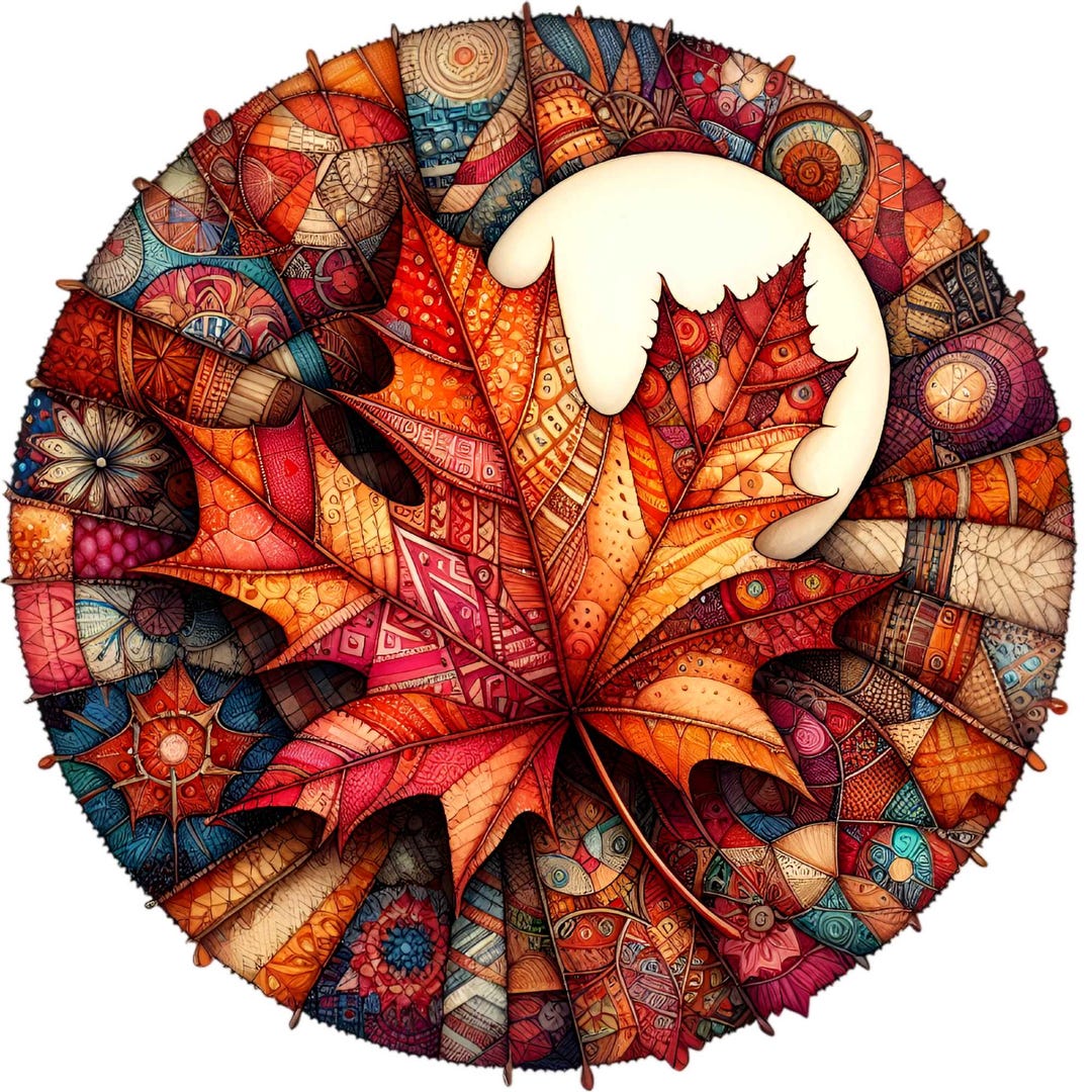 Intricate Autumn Leaf Mandala Clipart PNG - 12 Colorful Fall Patterns ...