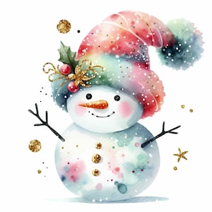 12 Colorful Snowman With Striped Hat PNG Clipart. Festive Snowman ...