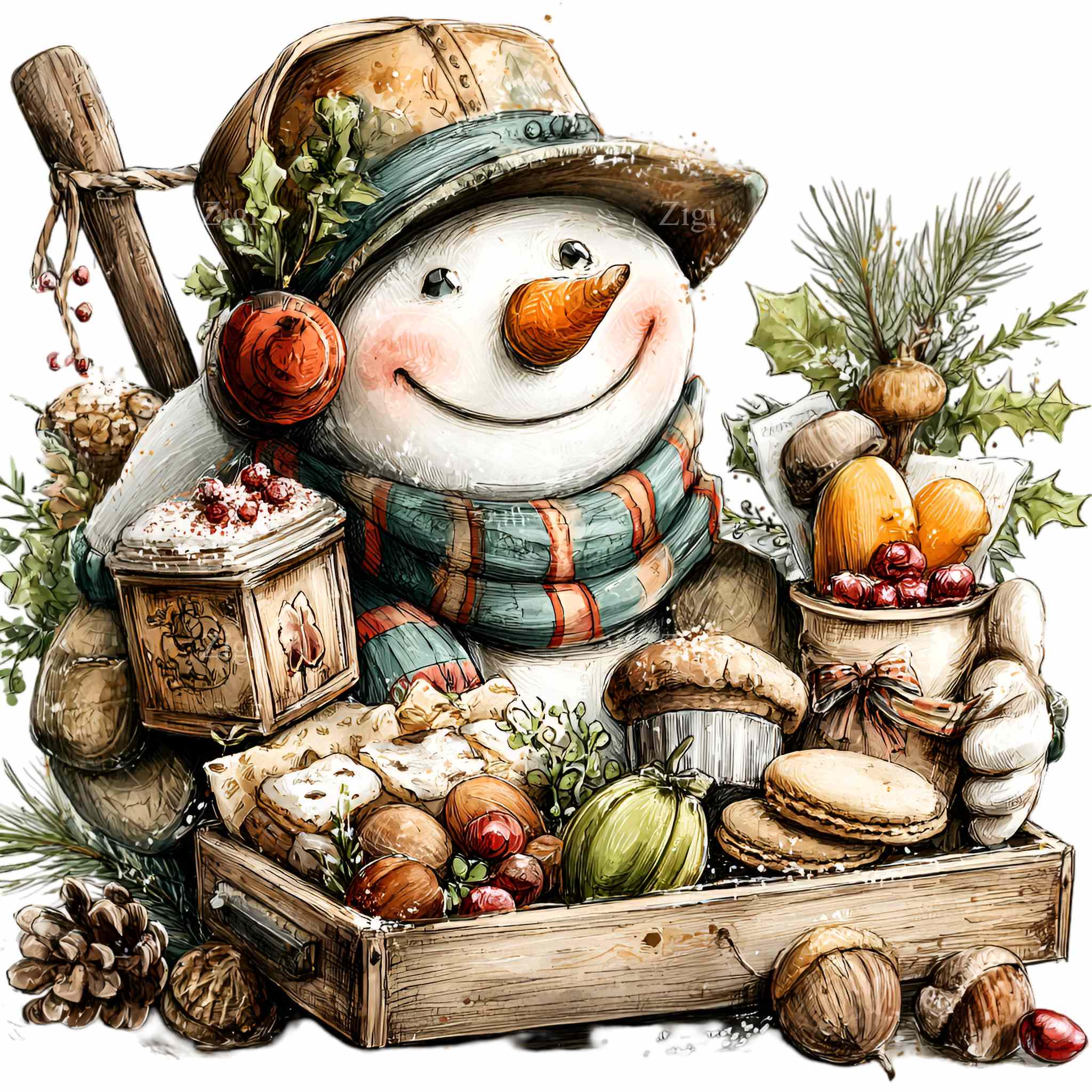 10 PNG Holiday Snowman Clipart – Christmas Cookie PNG – Cute Winter ...
