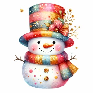 12 Colorful Snowman With Striped Hat PNG Clipart. Festive Snowman ...