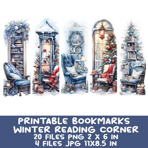Winter Printable Bookmarks Reading Corner Library PNG - Etsy