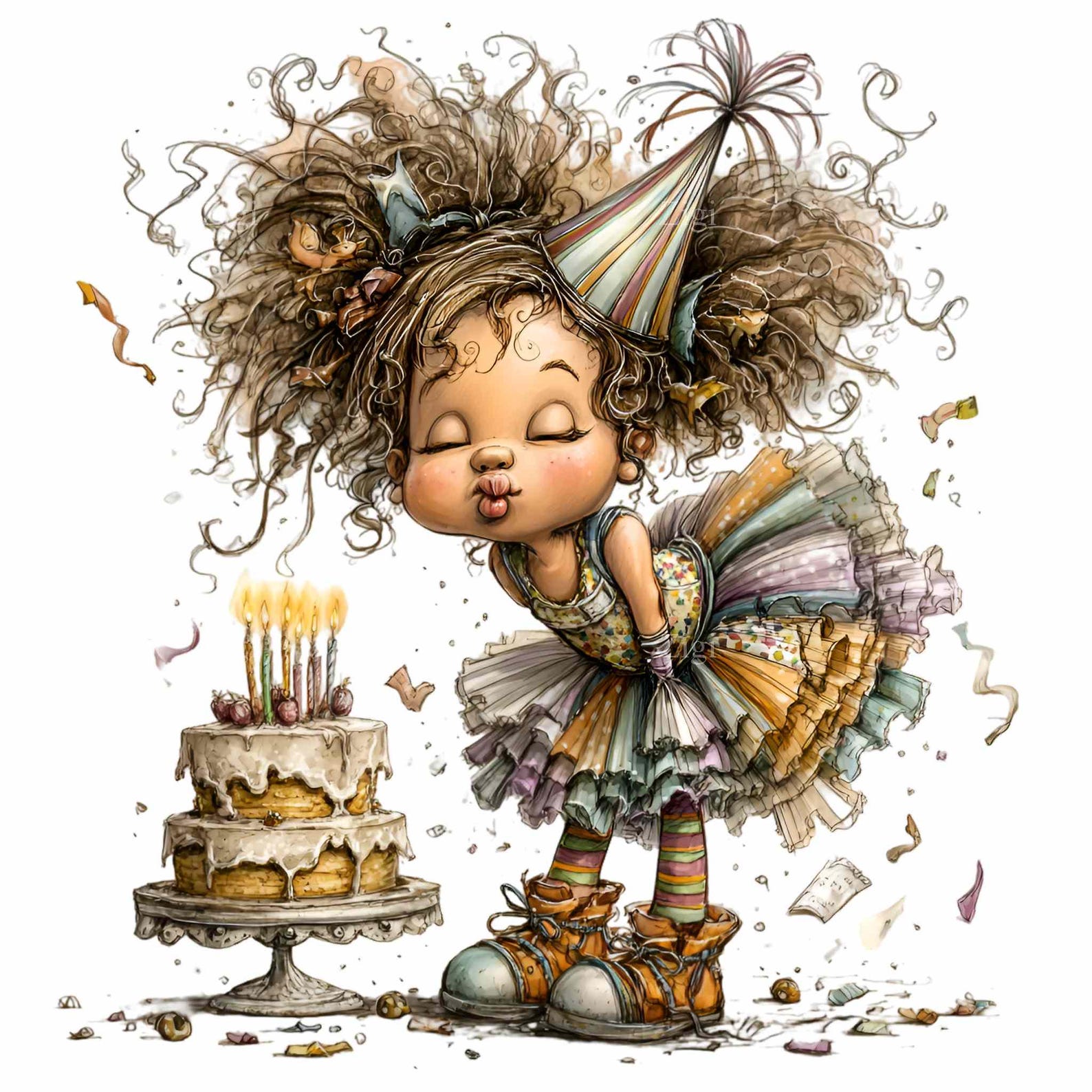 16 PNG Birthday Party Girl Clipart – Cake Candles PNG Illustration ...