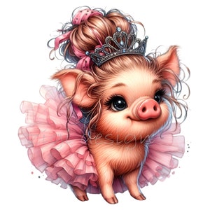 12 PNG Princess Piglet Clipart – Baby Pig in Tutu PNG – Cute Ballerina ...