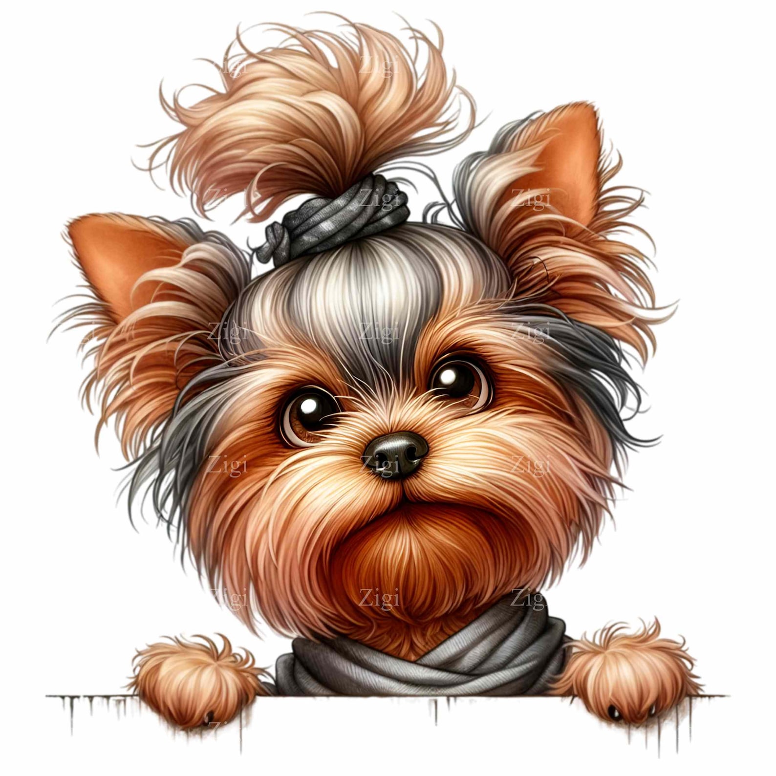 12 Cute Yorkshire Terrier Peeking PNG Clipart, Whimsical Yorkie With ...